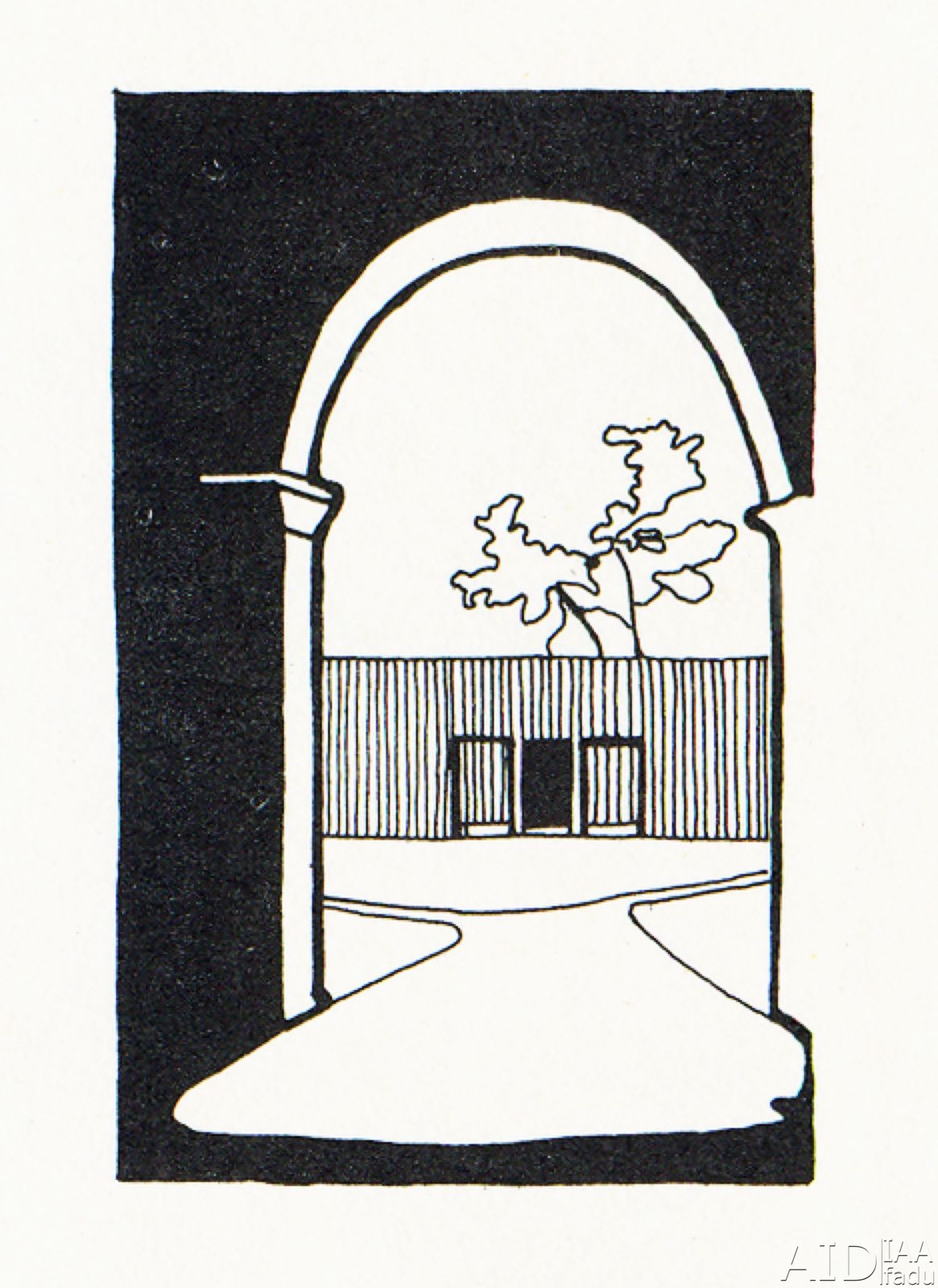 Perspectiva del patio desde el vestíbulo. Villa Giulia | AID•FADU•UBA